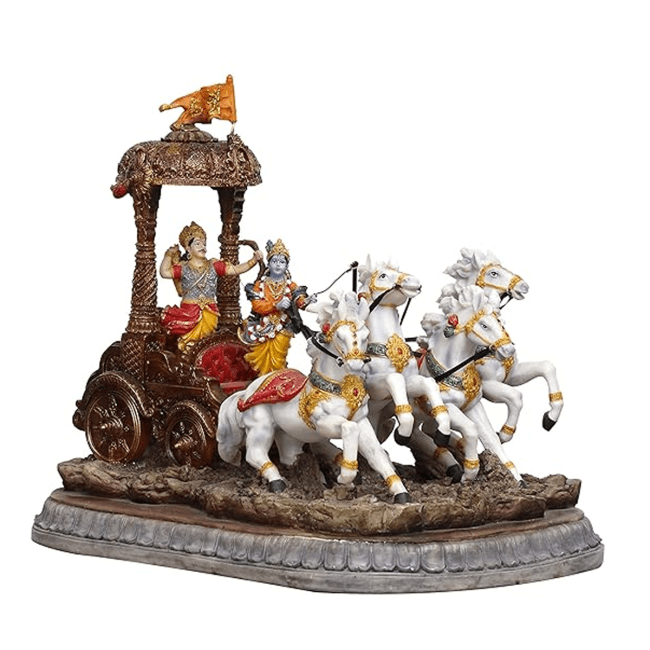 SrI Krishna CULTURE-Very Large Geeta Rath with Running Horses Depicting ...